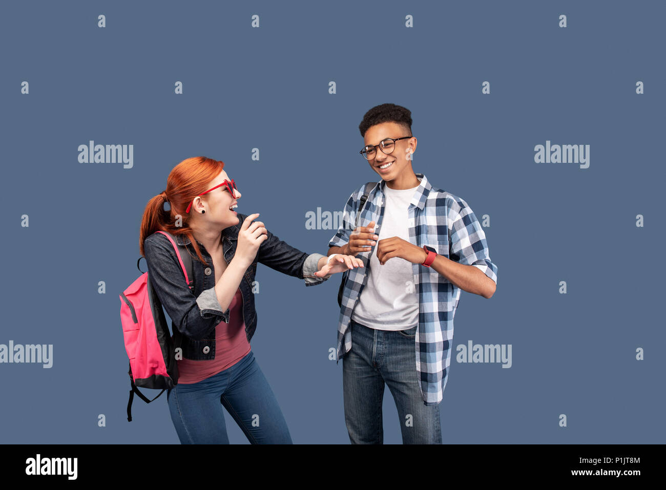 Happy nice woman laughing Stock Photo - Alamy