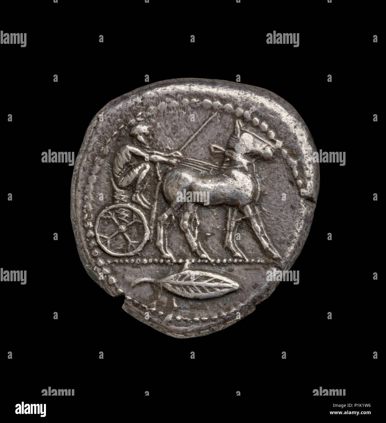 Ancient Greek silver coin, 480 BC. Dimension: diameter: 26 mmweight: 17 ...