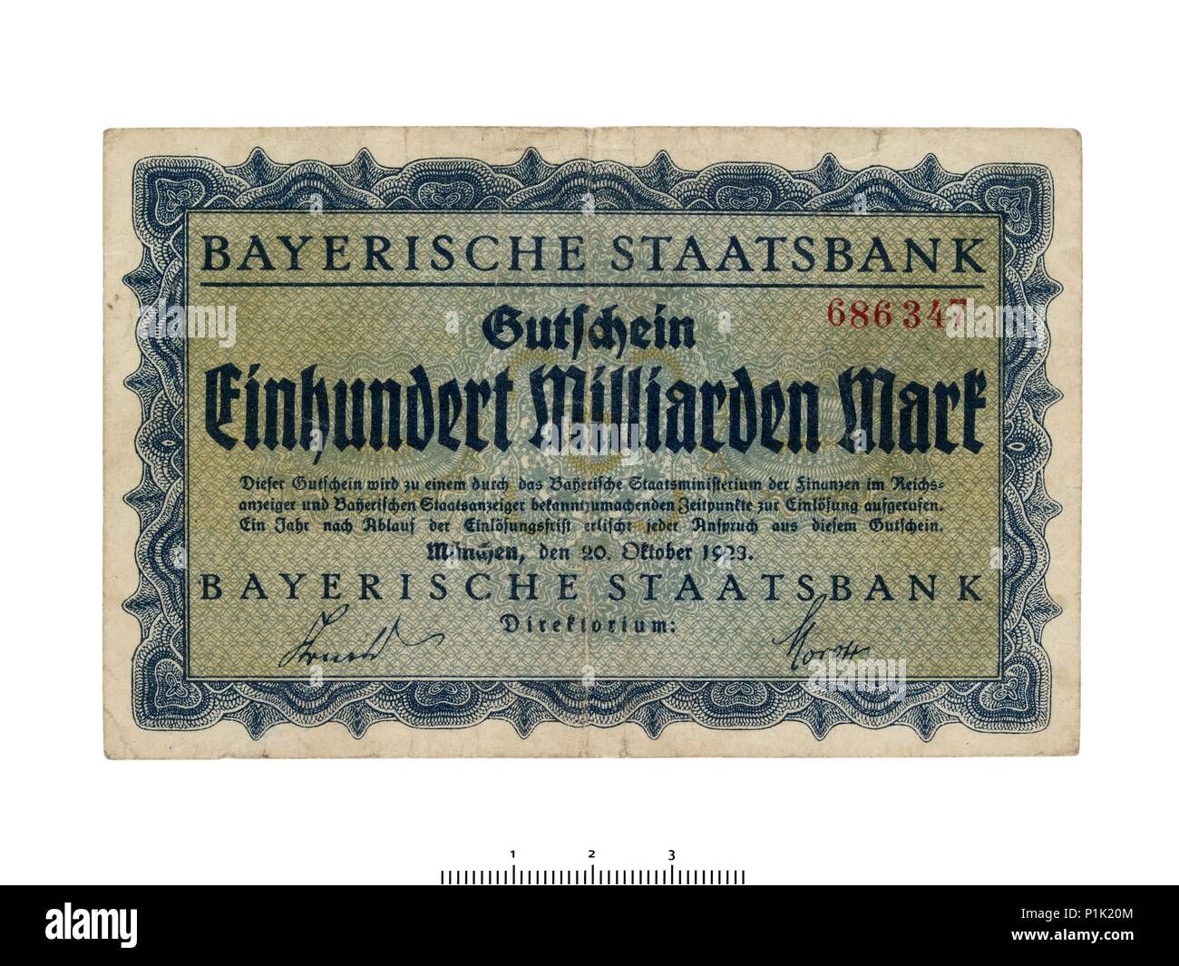 German banknote (Bavaria), 1923. Artist: Unknown Stock Photo - Alamy