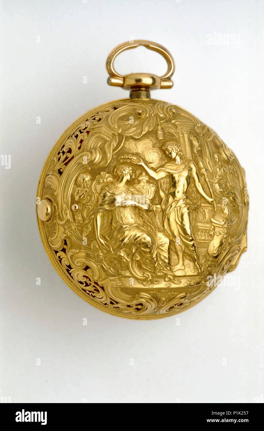 Gold pair-cased cylinder watch with quarter repeat, 1744. Artists ...