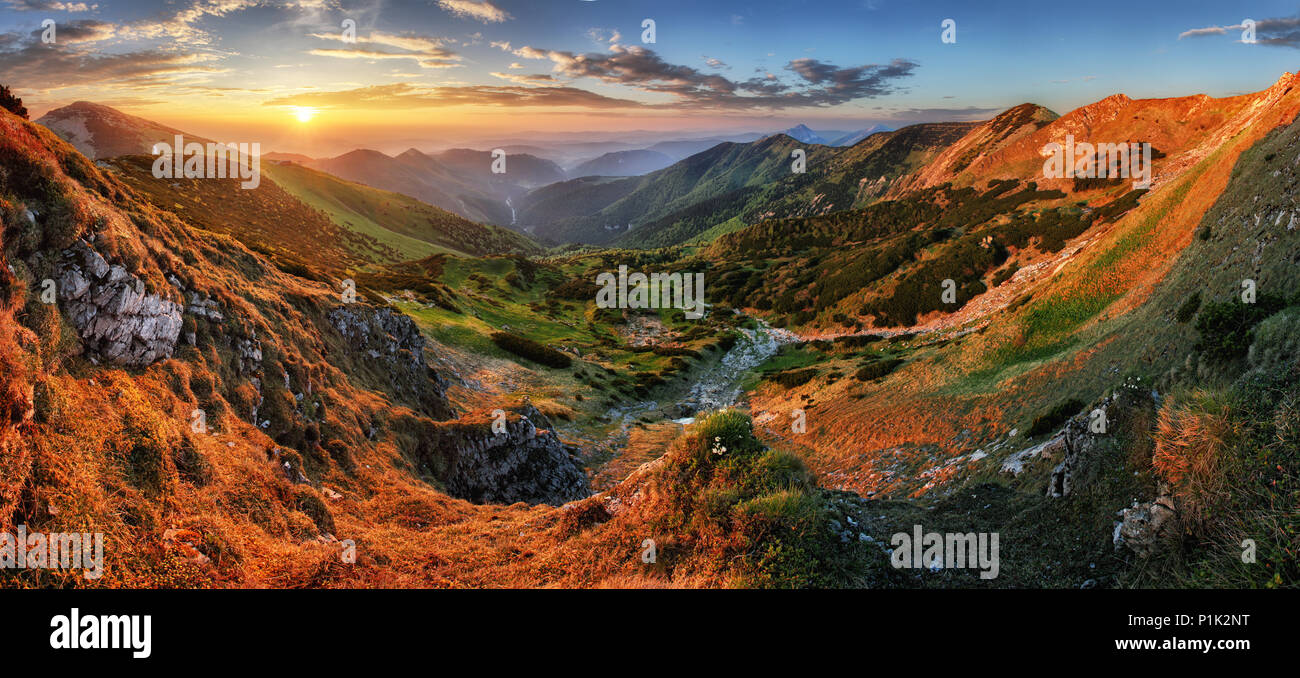 Panorama mountain with sun, Vratna valley, Slovakia Stock Photo - Alamy