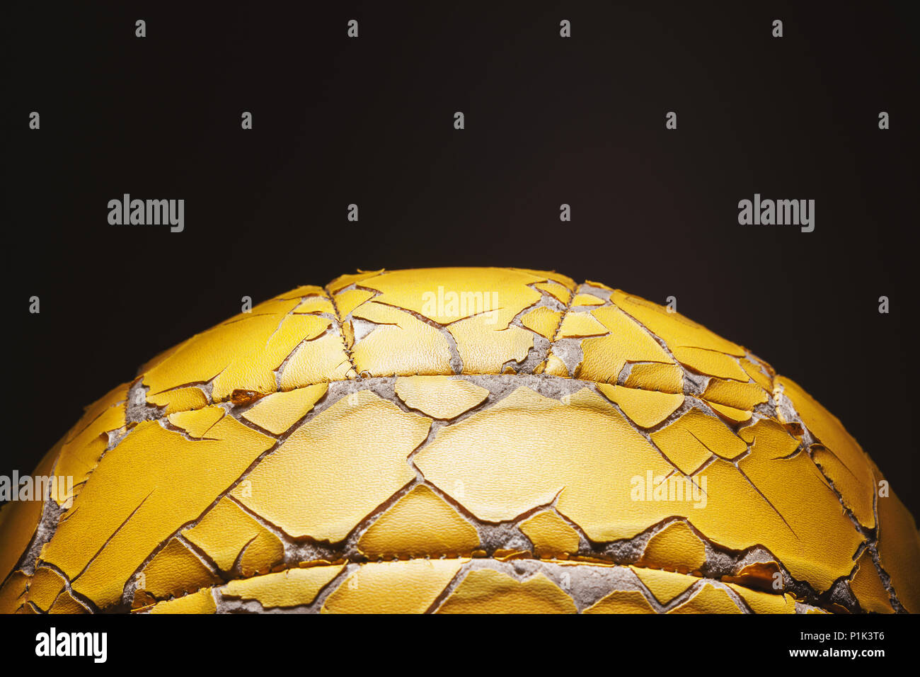 Closeup view on details of an old and damaged volleyball ball Stock ...