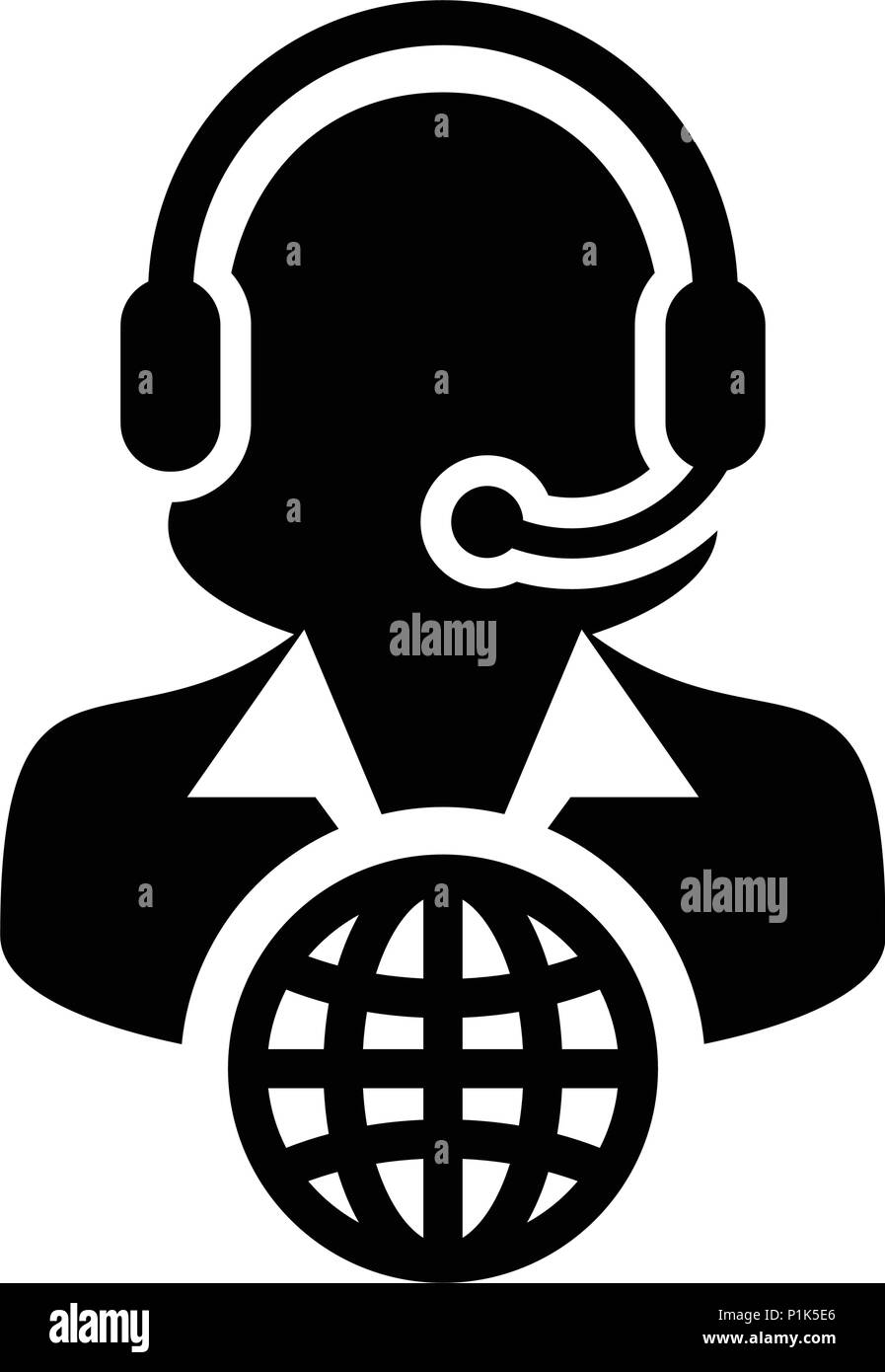 Call center icon vector female customer service person profile symbol ...