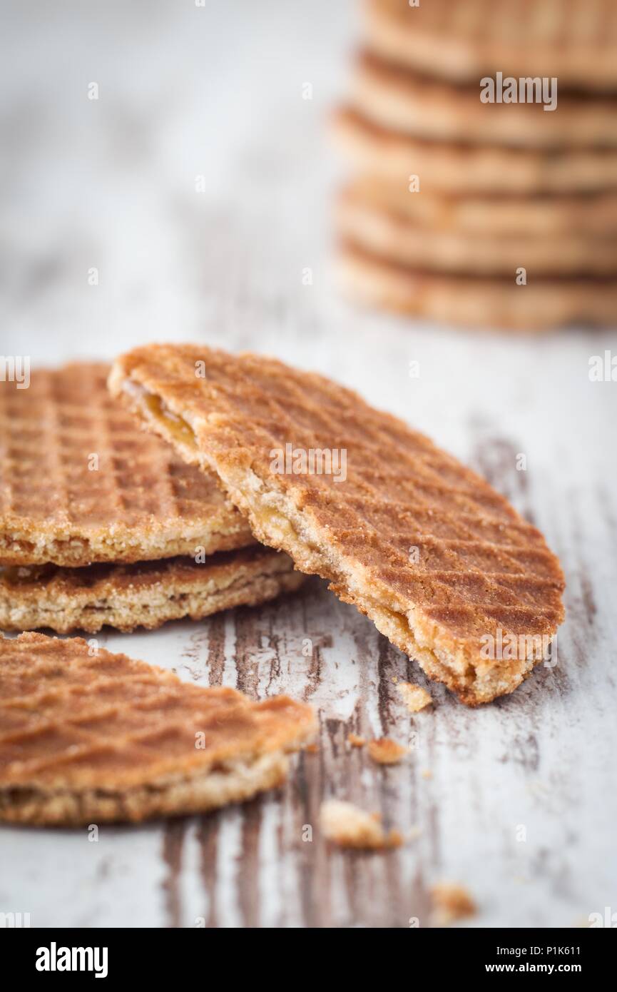 Food Image of dutch waffles with caramel Stock Photo - Alamy