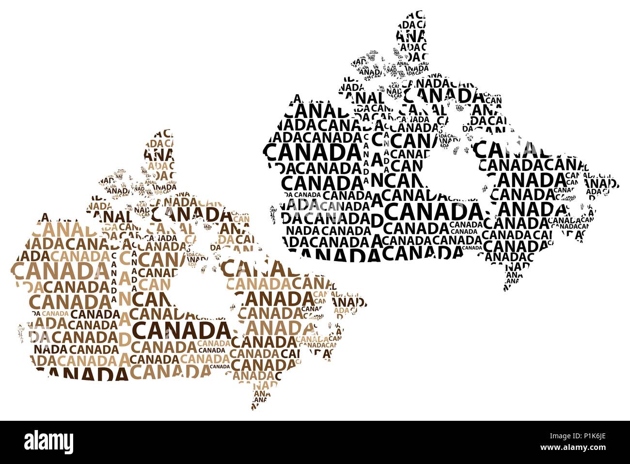 Sketch Canada letter text map, Canada - in the shape of the continent ...