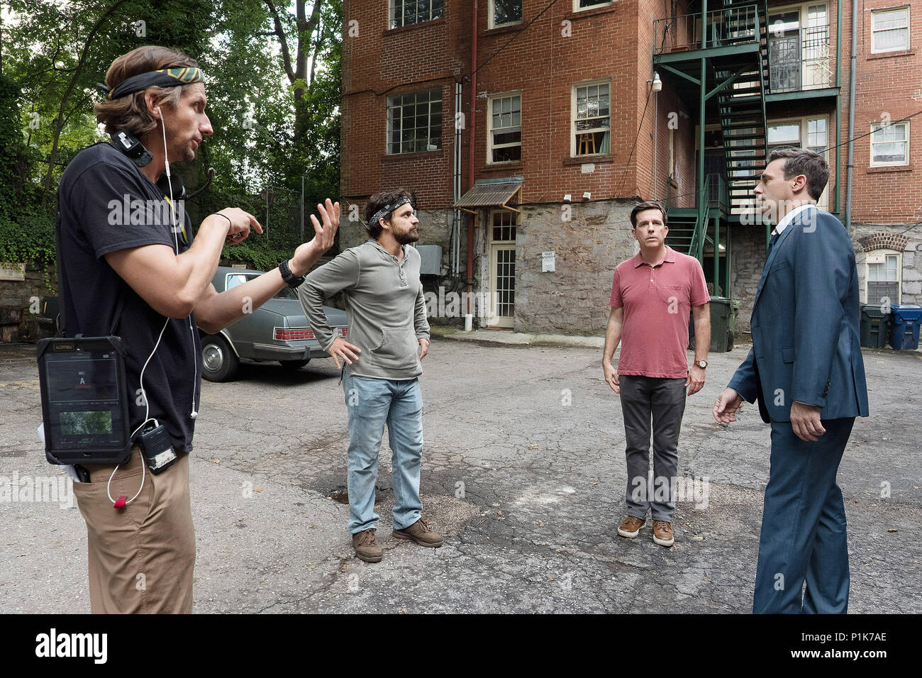 TAG, from left, director Jeff Tomsic, Jake Johnson, Ed Helms, Jon Hamm ...
