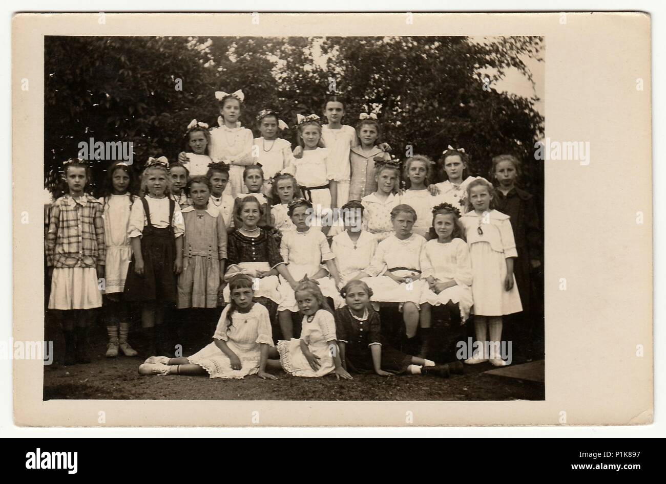 GERMANY - CIRCA 1940s: Vintage photo shows group of girls (schoolmates ...