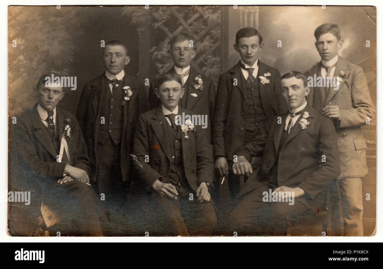 EILENBURG, GERMANY - CIRCA 1930s: Vintage photo shows young men ...