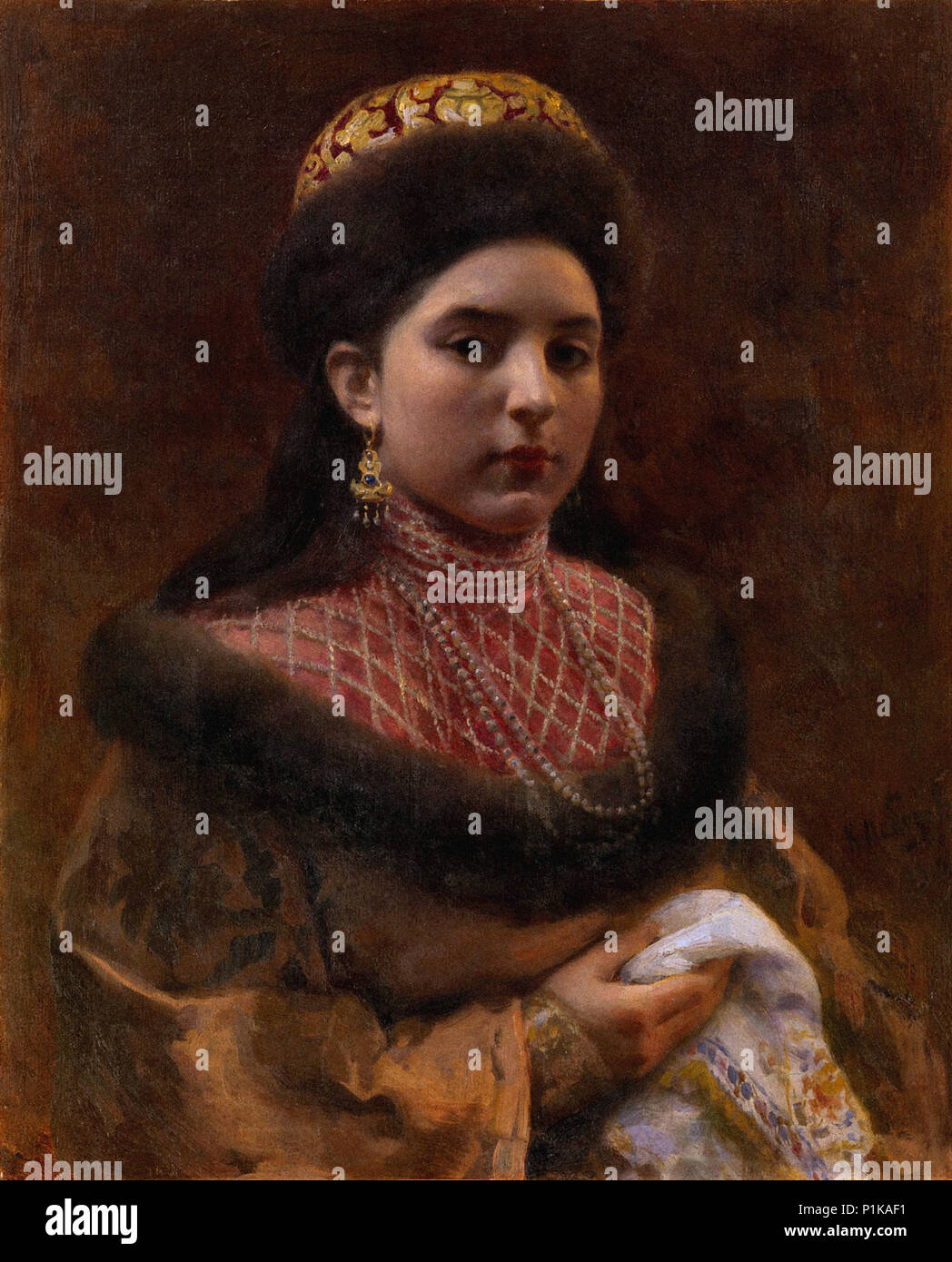 Lebedev Klavdiy - Portrait of a Boyar Woman Stock Photo - Alamy