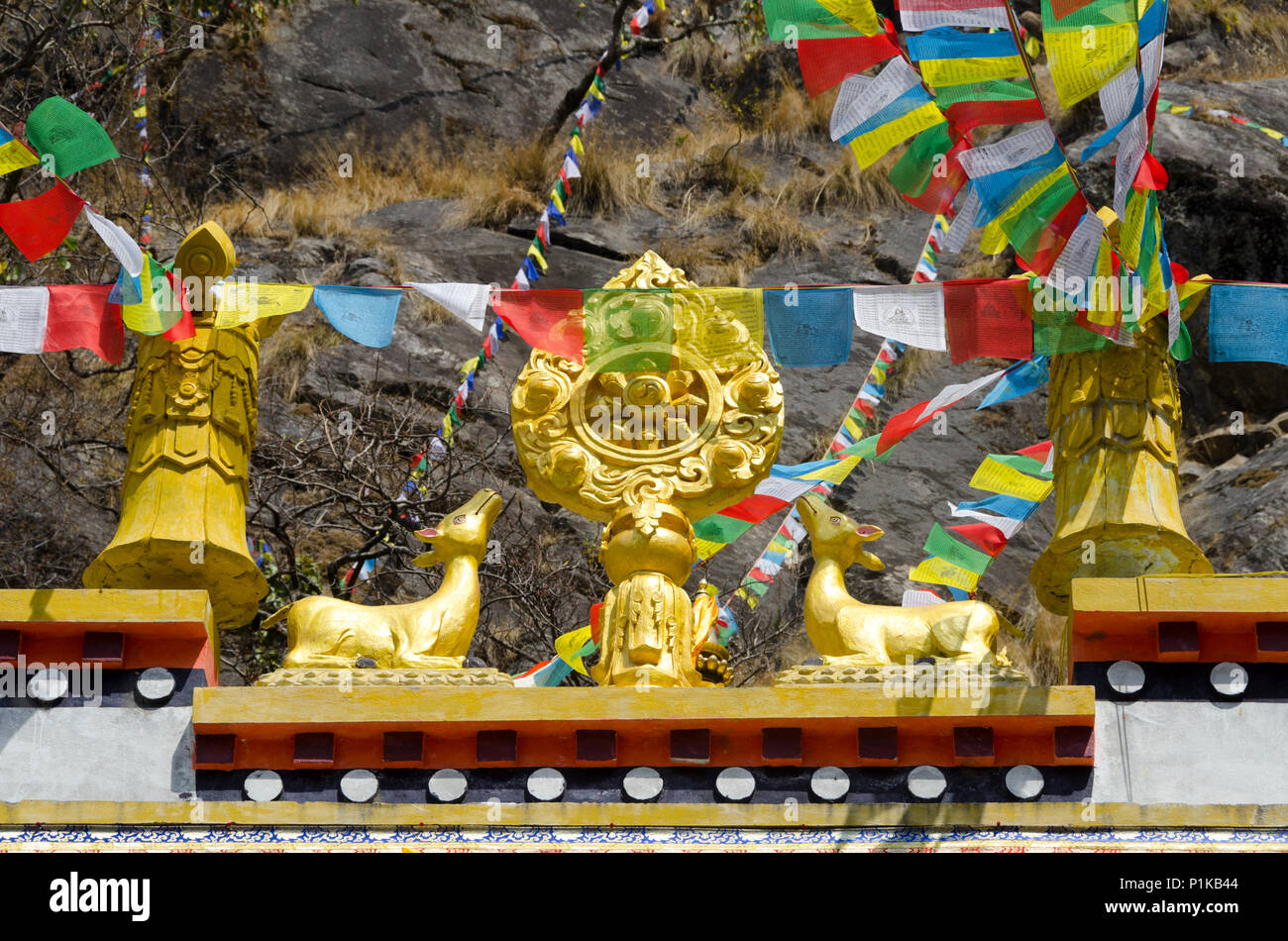 Buddhist temple in Old Syabrubesi, Kathmandu, Nepal Stock Photo - Alamy