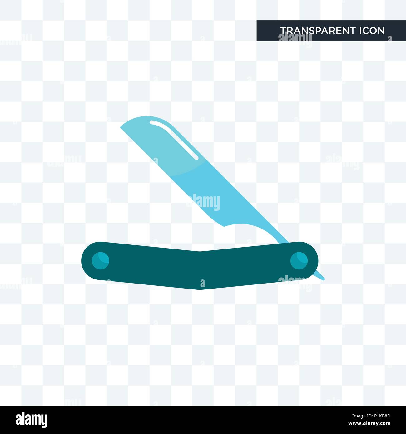 straight razor vector icon isolated on transparent background, straight ...