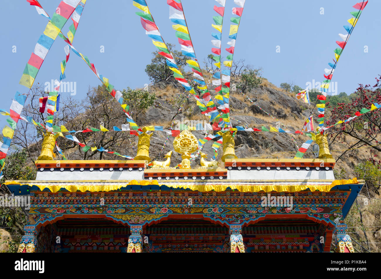 Buddhist temple in Old Syabrubesi, Kathmandu, Nepal Stock Photo - Alamy