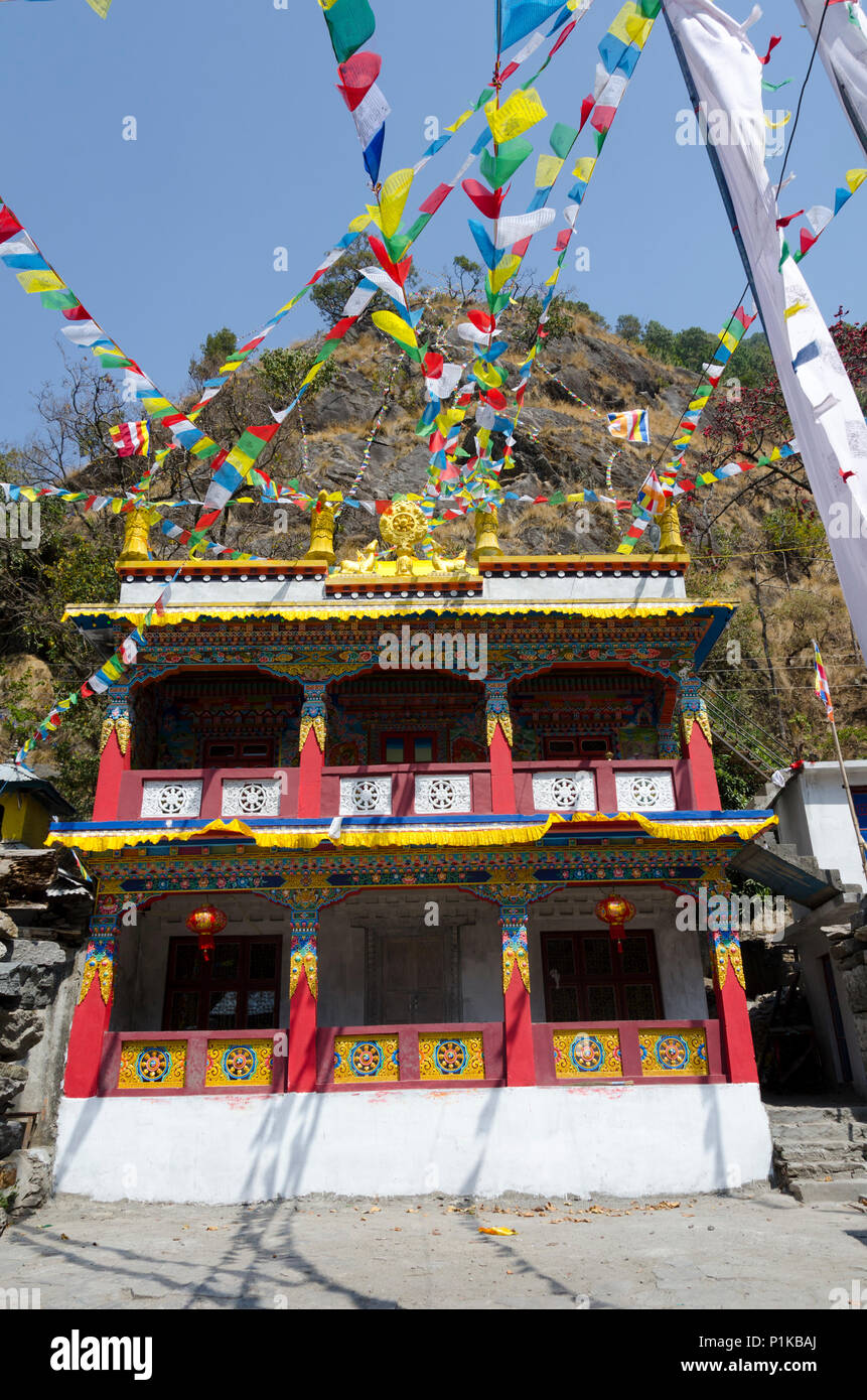 Buddhist temple in Old Syabrubesi, Kathmandu, Nepal Stock Photo - Alamy