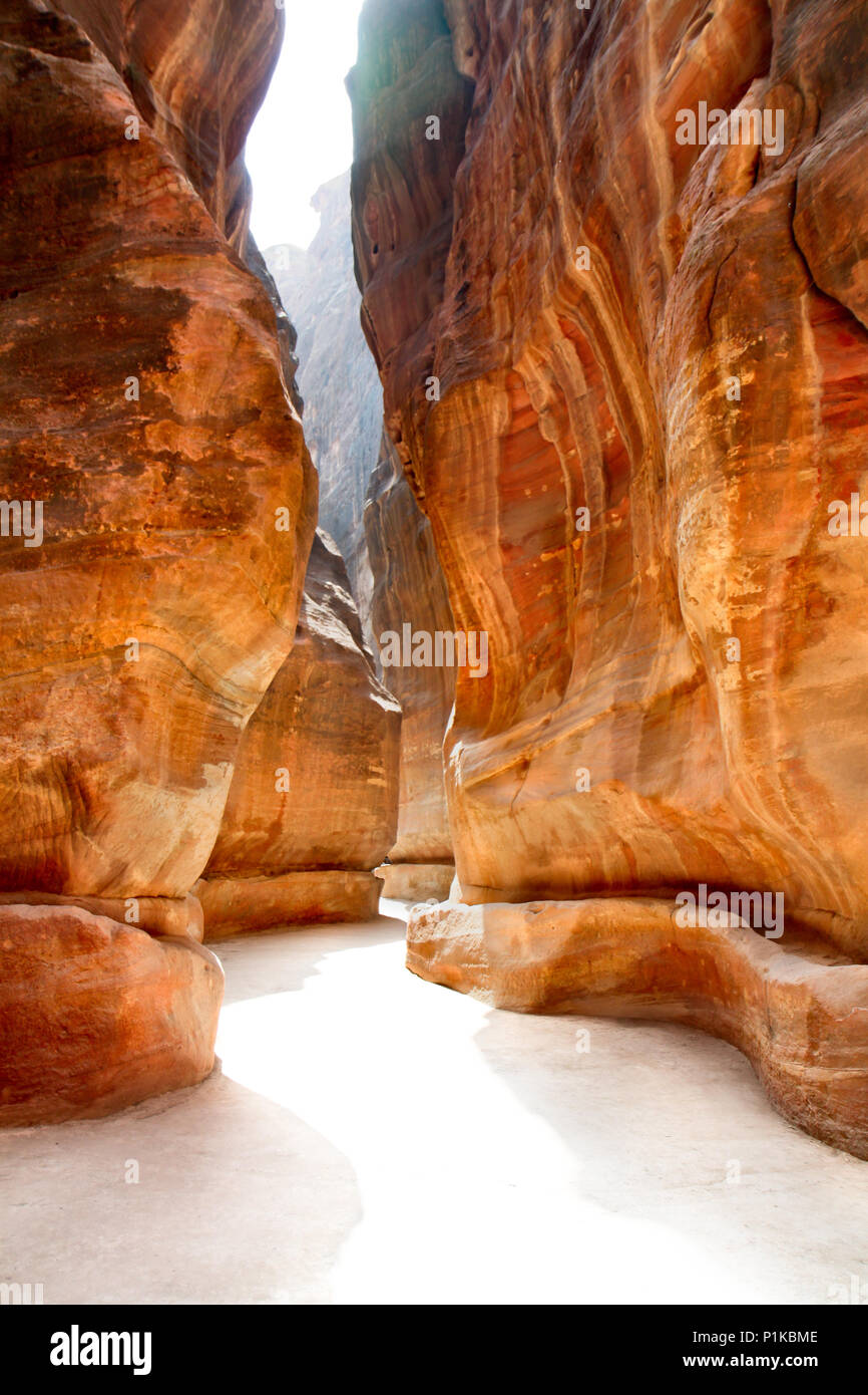 Petra - Nabataeans capital city (Al Khazneh) , Jordan. Big siq with ...