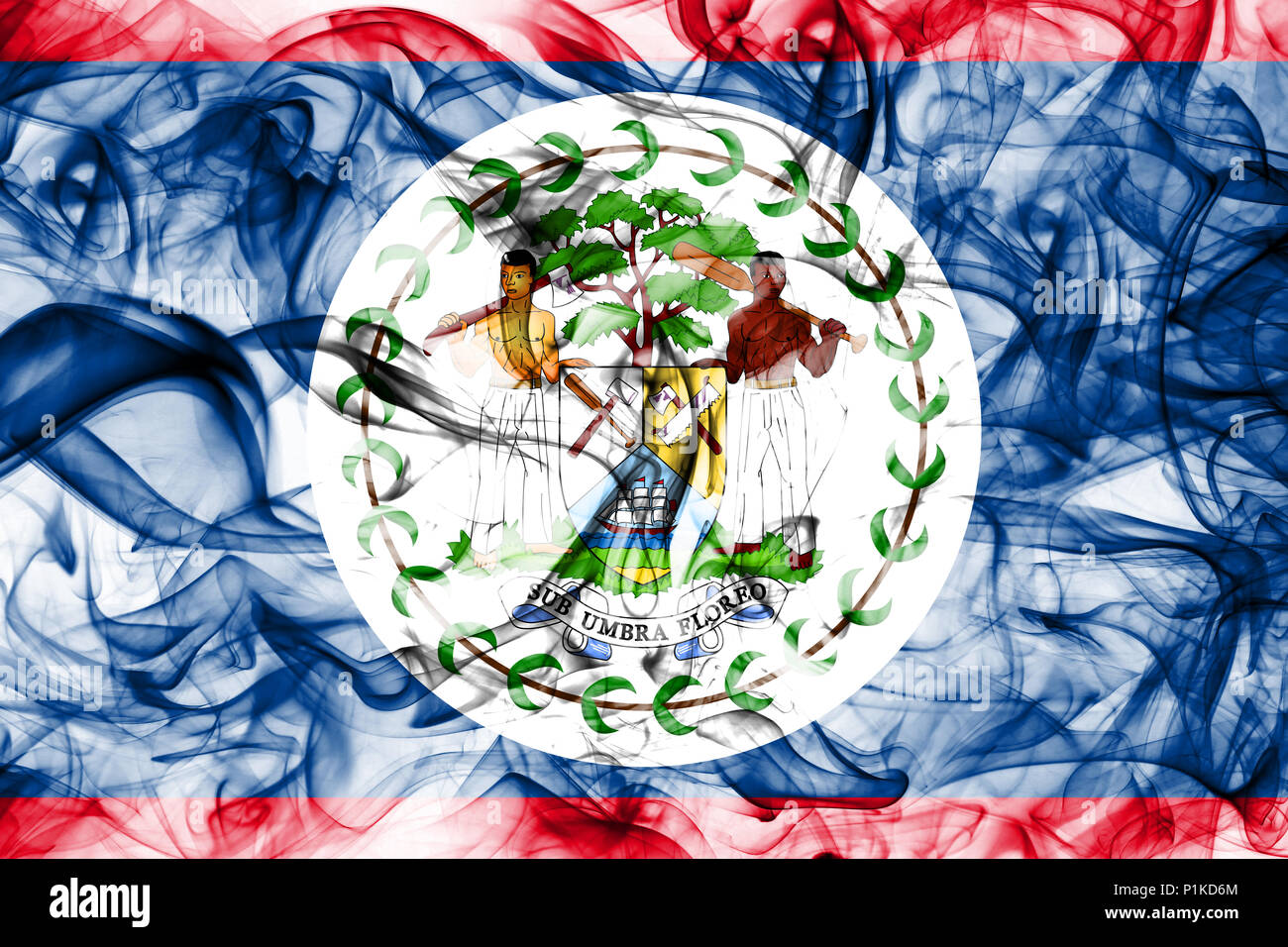 Belize smoke flag Stock Photo - Alamy