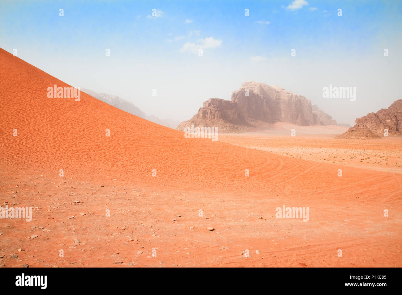 Red desert sand dune in Wadi Rum, Jordan Stock Photo - Alamy