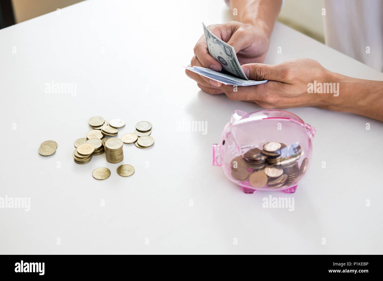 business man counting money at the table, accounting concept Stock ...