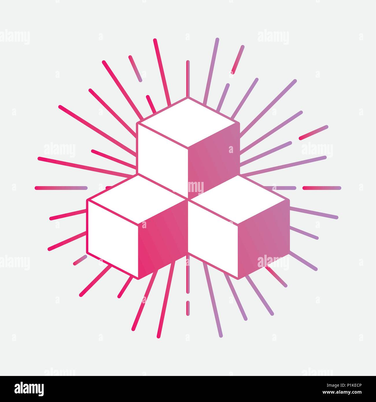 3d model icon over white background, colorful line design. vector ...