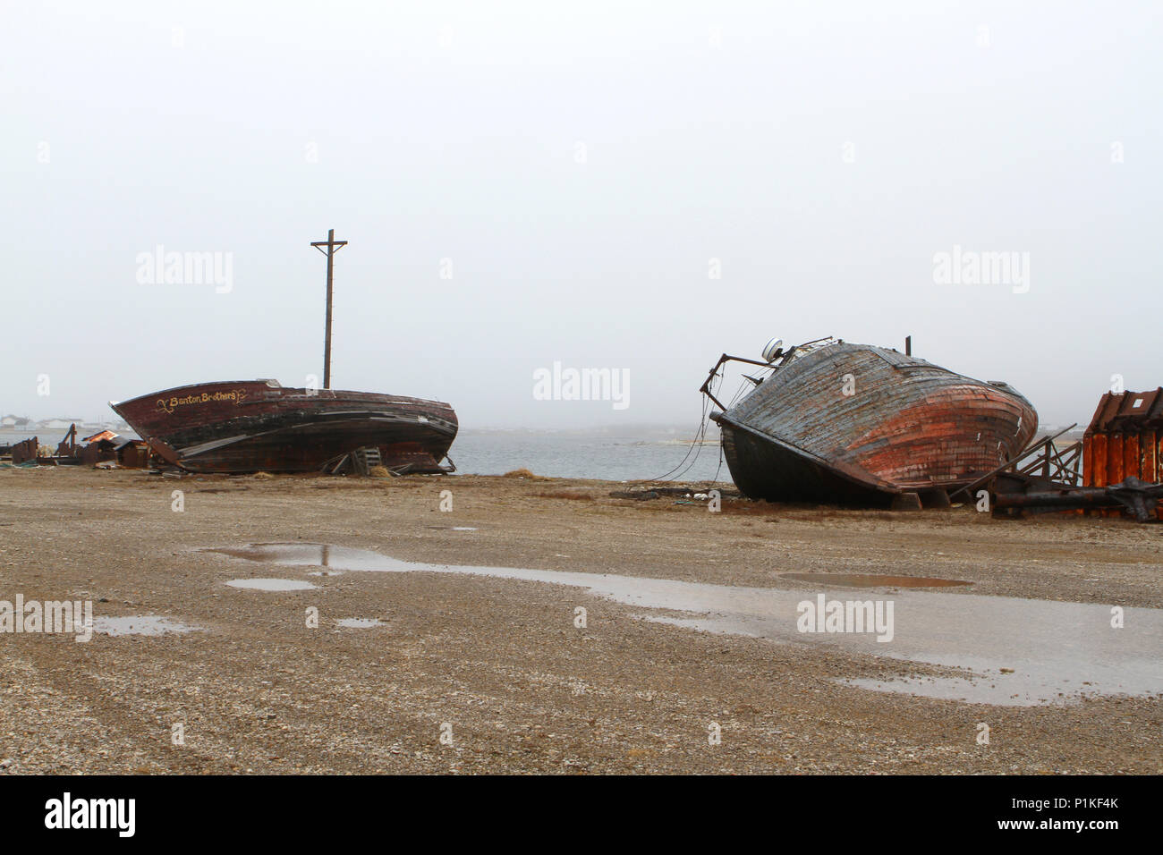 Fishing ,boat, graveyard ,Flowers Cove, Newfoundland, Canada Stock ...