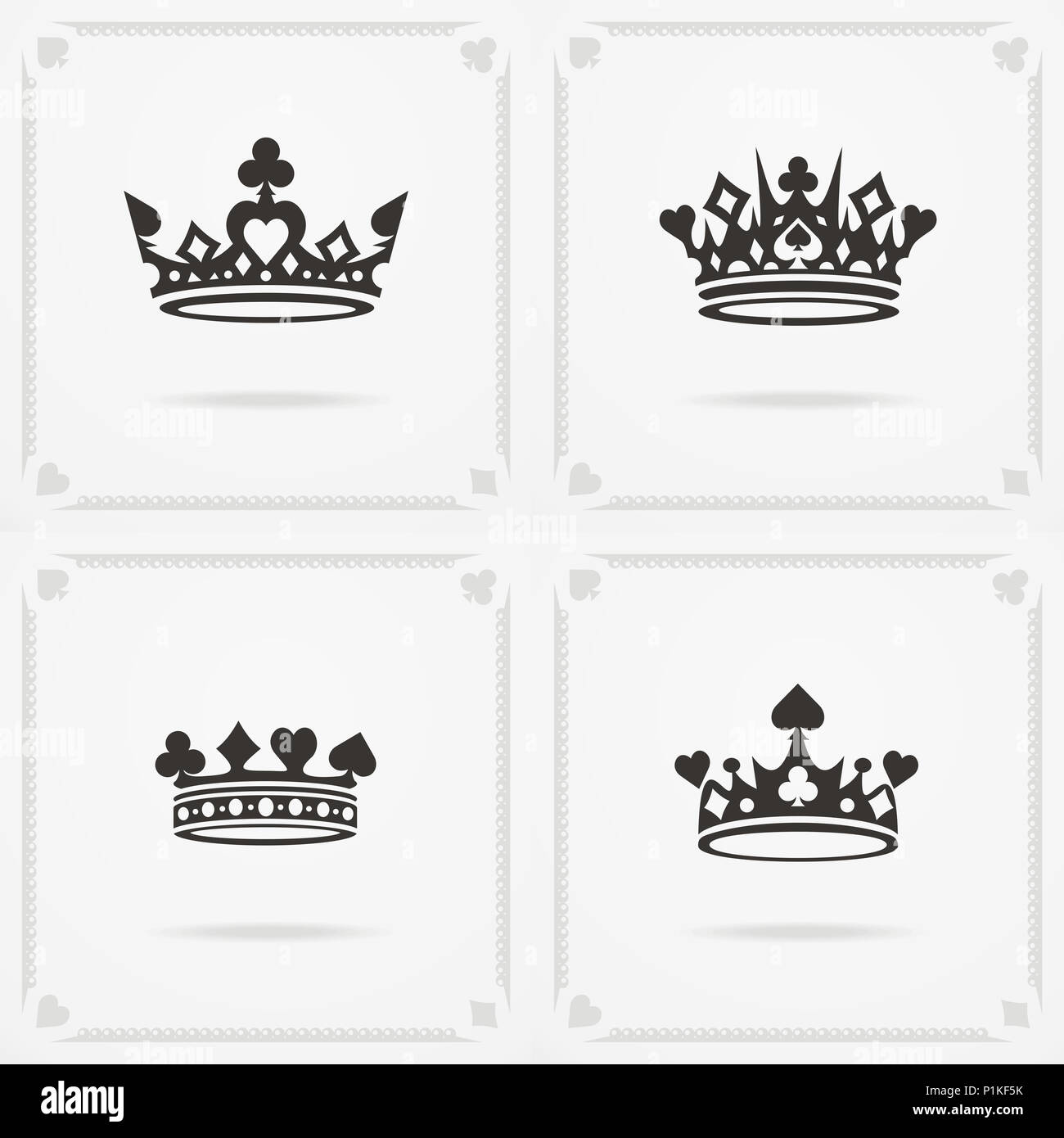 Set of King crowns symbols. Vector heraldic elements design Stock Photo ...
