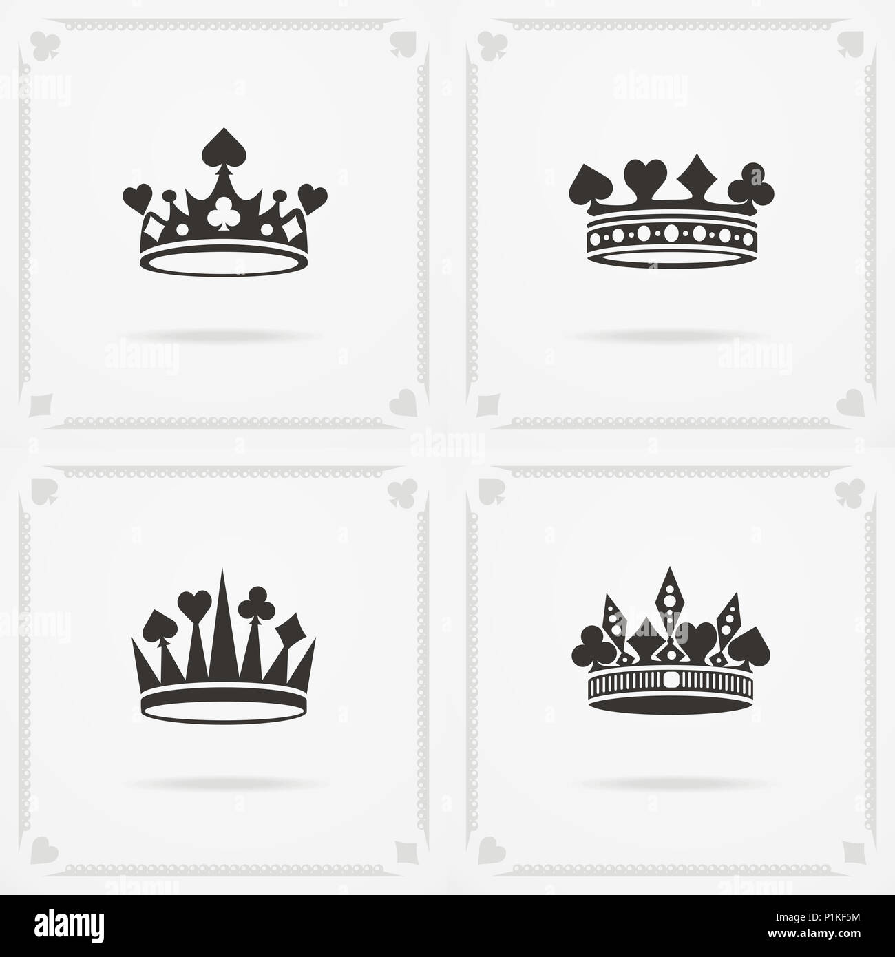 Set of King crowns symbols. Vector heraldic elements design Stock Photo ...