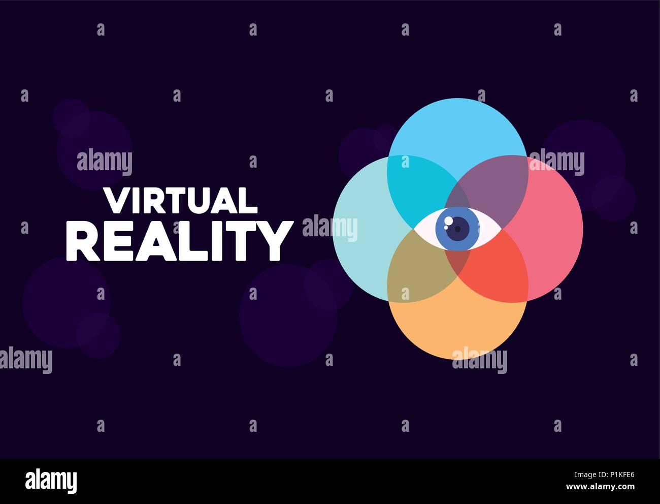 Virtual reality design with vision symbol icon over black background ...