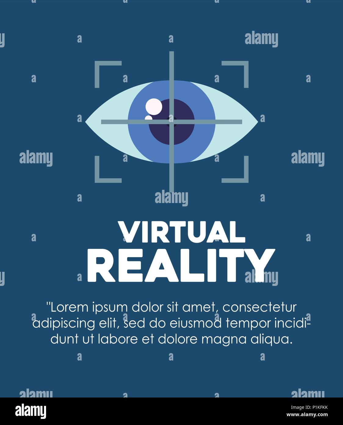 Infographic of Virtual reality design with eye tracking icon over blue ...