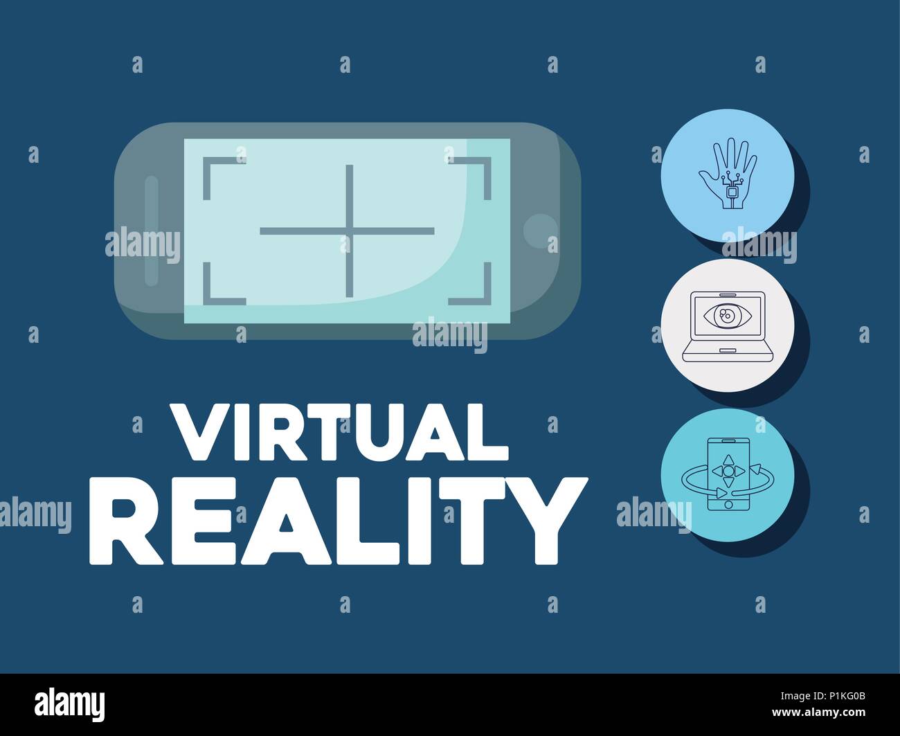 Virtual reality design with smartphone icon over blue background ...