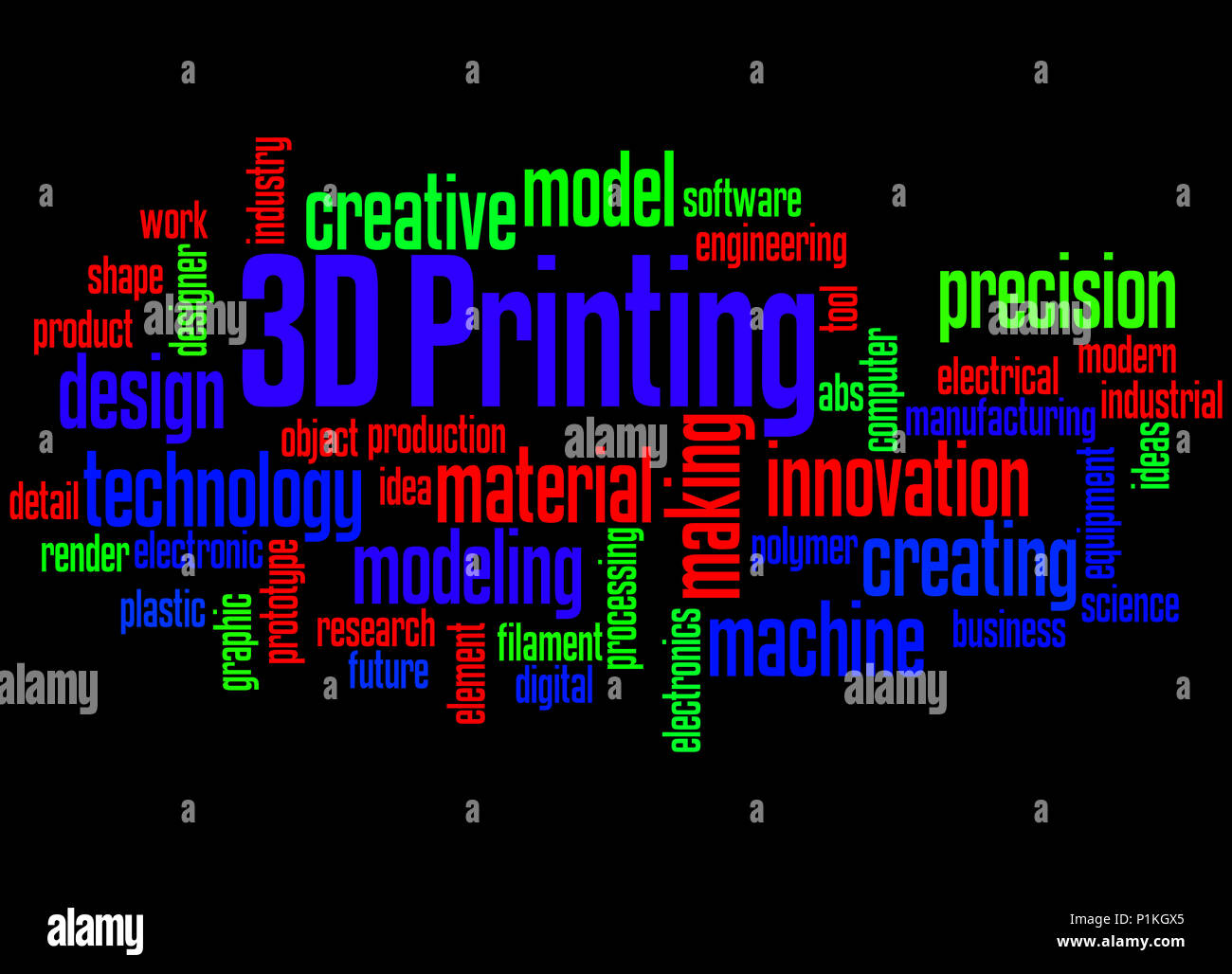 3D Printing, word cloud concept on black background Stock Photo - Alamy