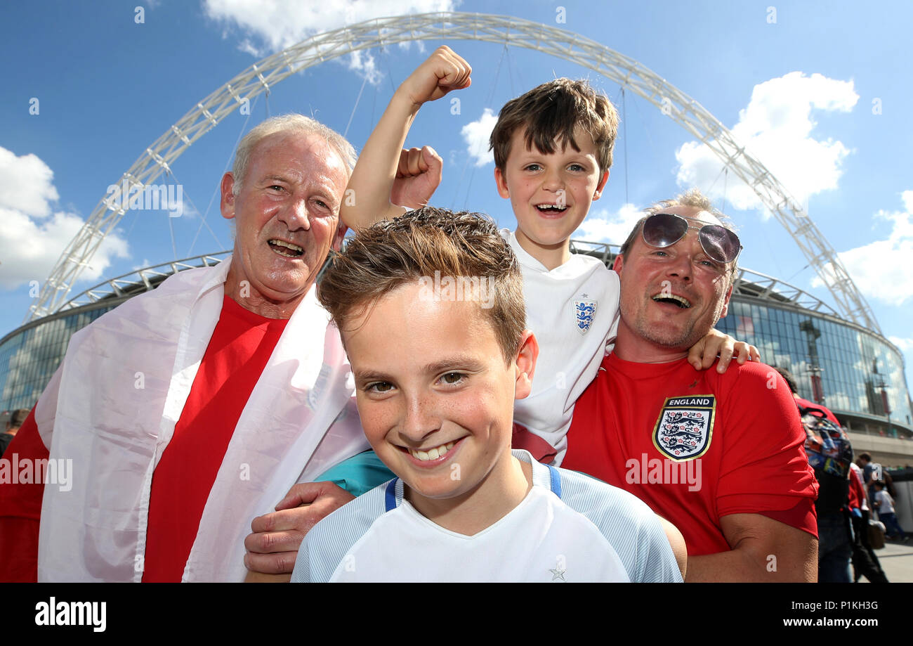 England fans pose for a picture outside Wembley Stadium Stock Photo - Alamy