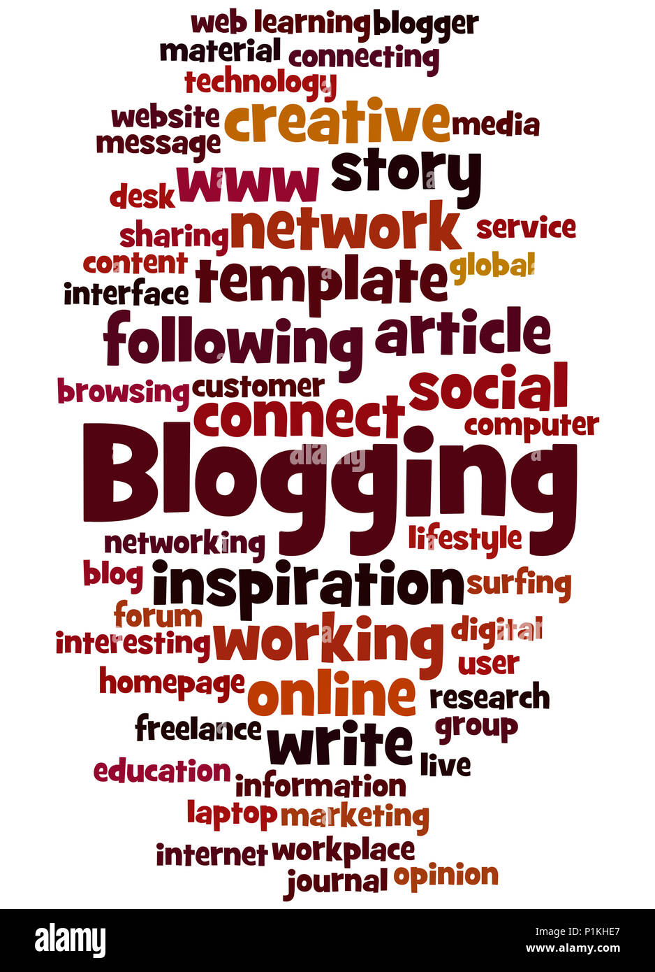 Blogging, word cloud concept on white background Stock Photo - Alamy