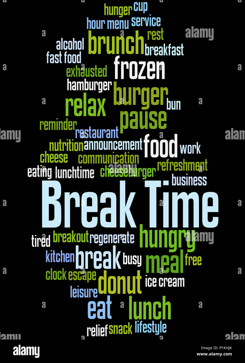 Break Time, word cloud concept on black background Stock Photo - Alamy