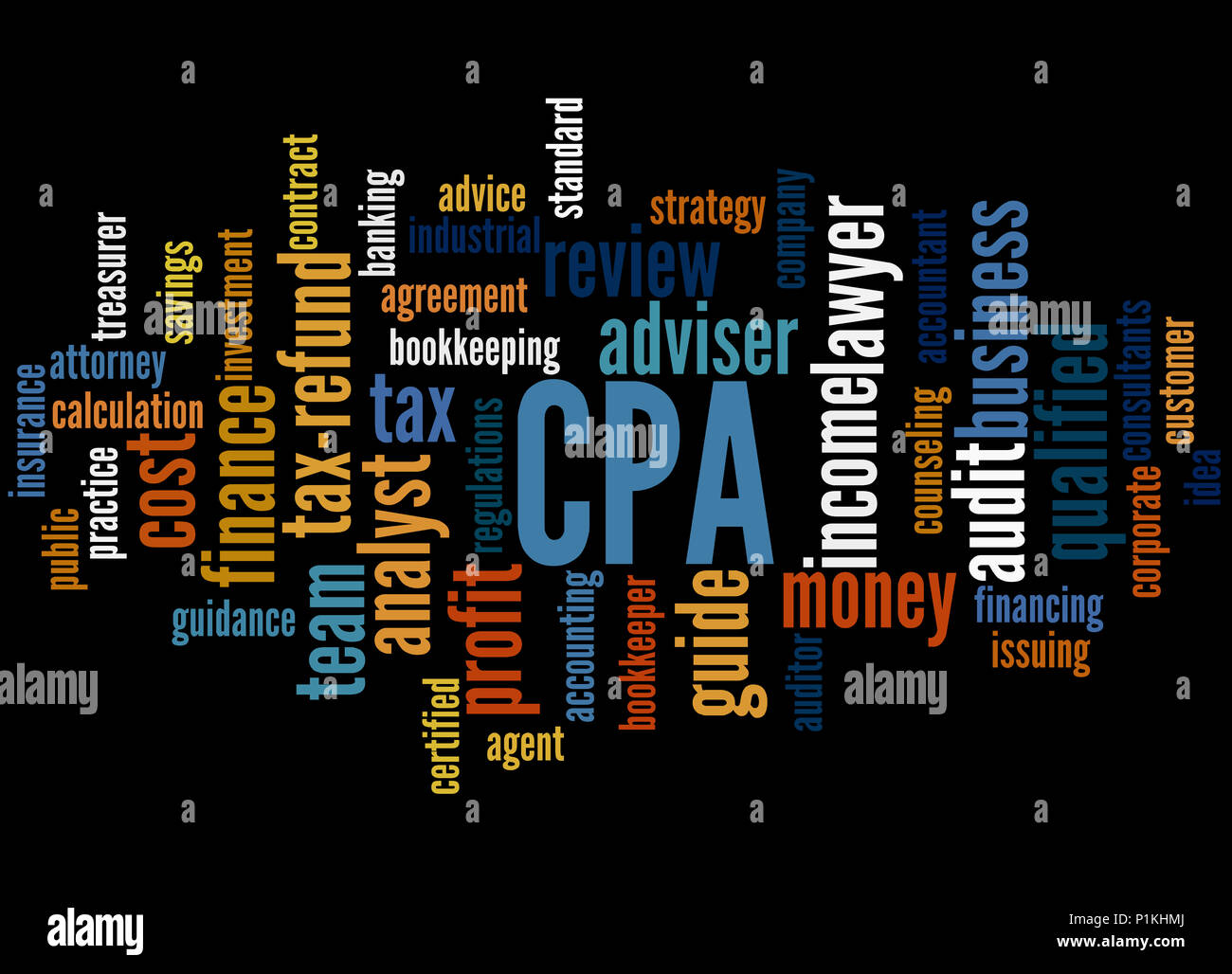 CPA - Certified Public Accountant, word cloud concept on black background Stock Photo - Alamy