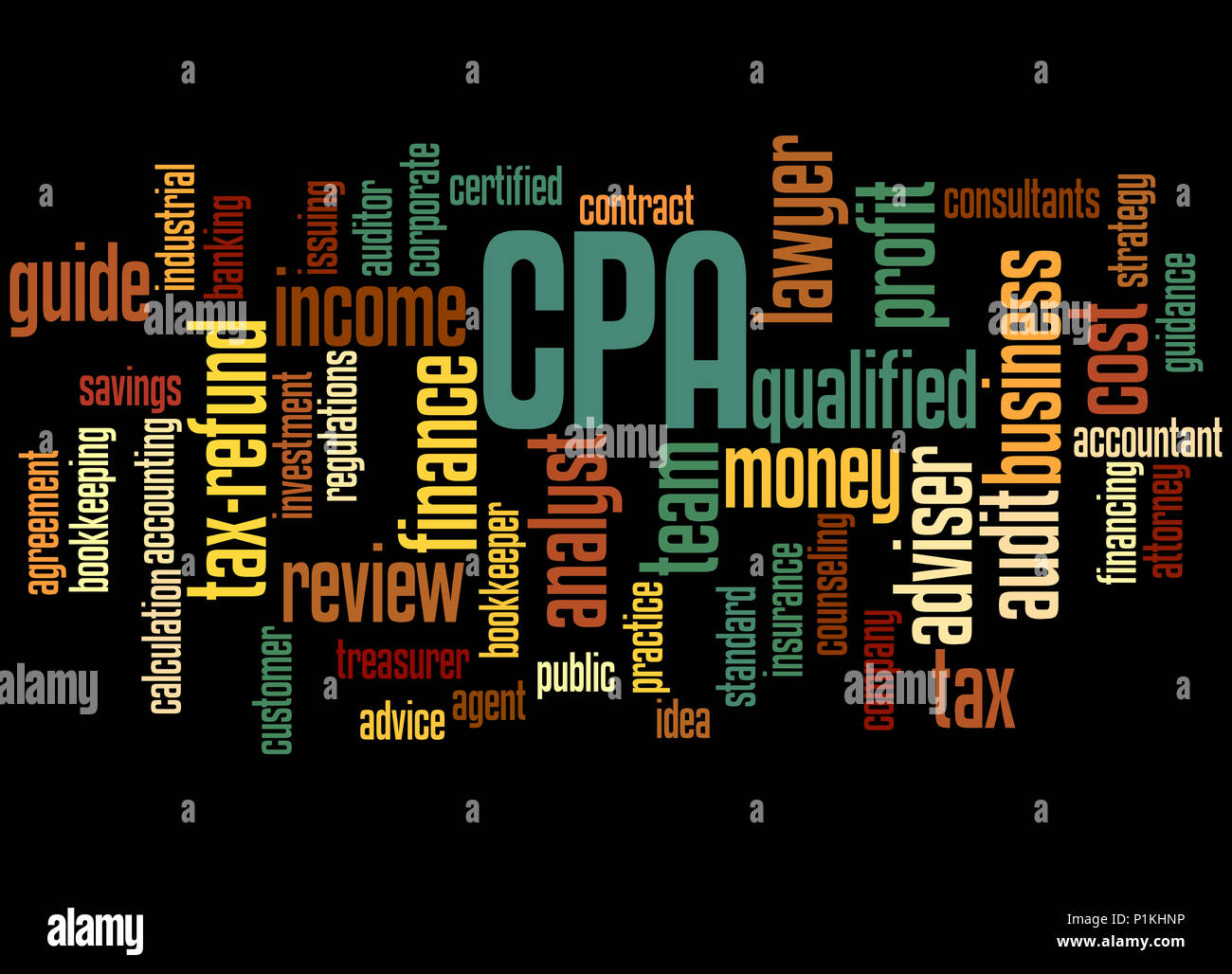 CPA - Certified Public Accountant, word cloud concept on black background Stock Photo - Alamy
