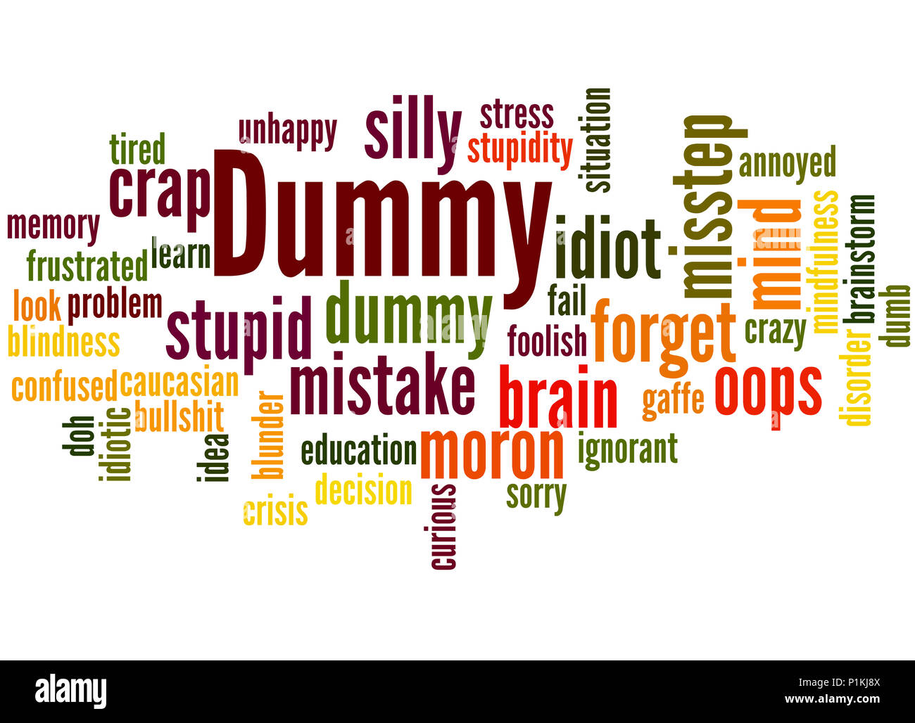 Dummy, word cloud concept on white background Stock Photo - Alamy