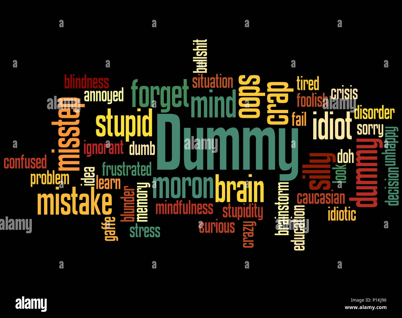 Dummy, word cloud concept on black background Stock Photo - Alamy