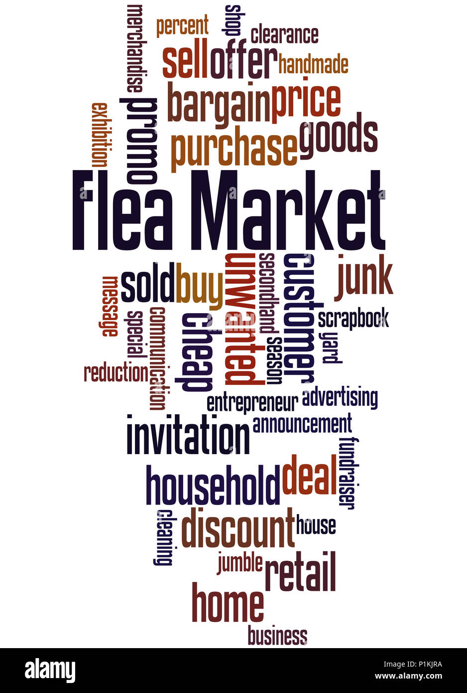 Flea Market, word cloud concept on white background Stock Photo - Alamy
