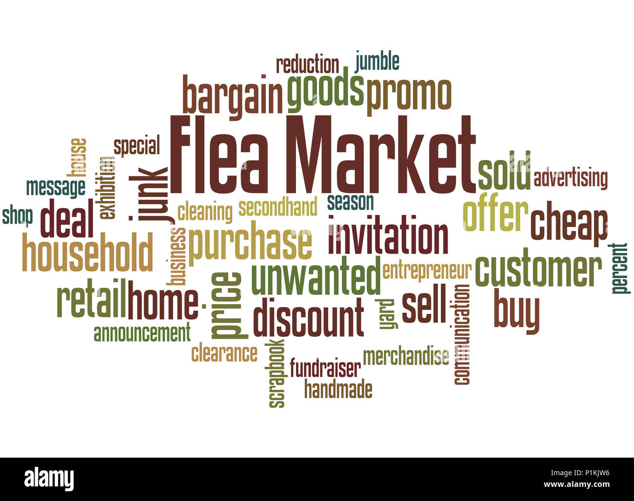 Flea Market, word cloud concept on white background Stock Photo - Alamy