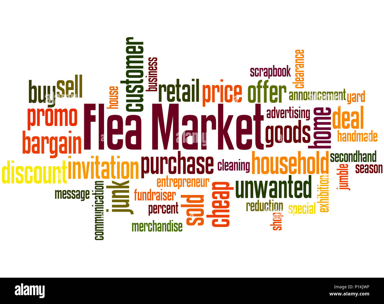 Flea Market, word cloud concept on white background Stock Photo - Alamy
