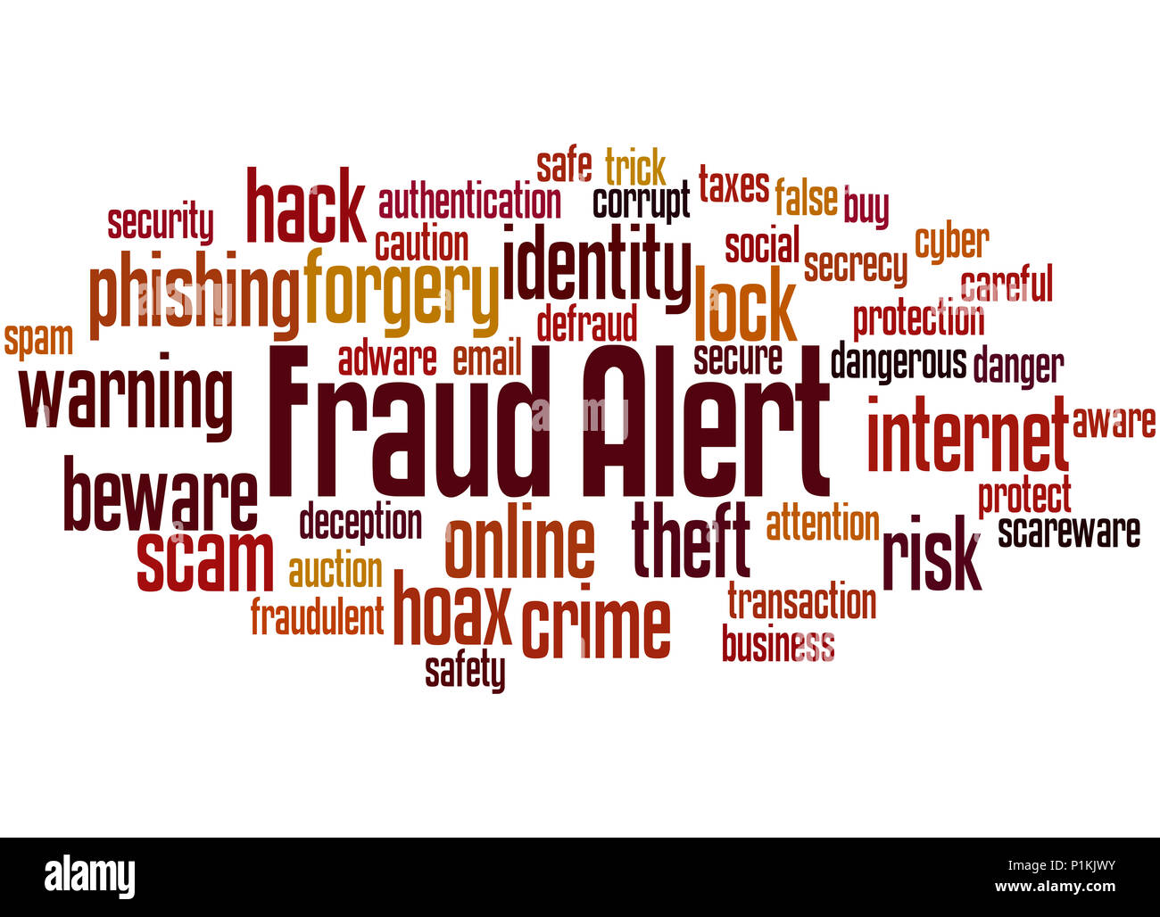 Fraud alert, word cloud concept on white background Stock Photo - Alamy