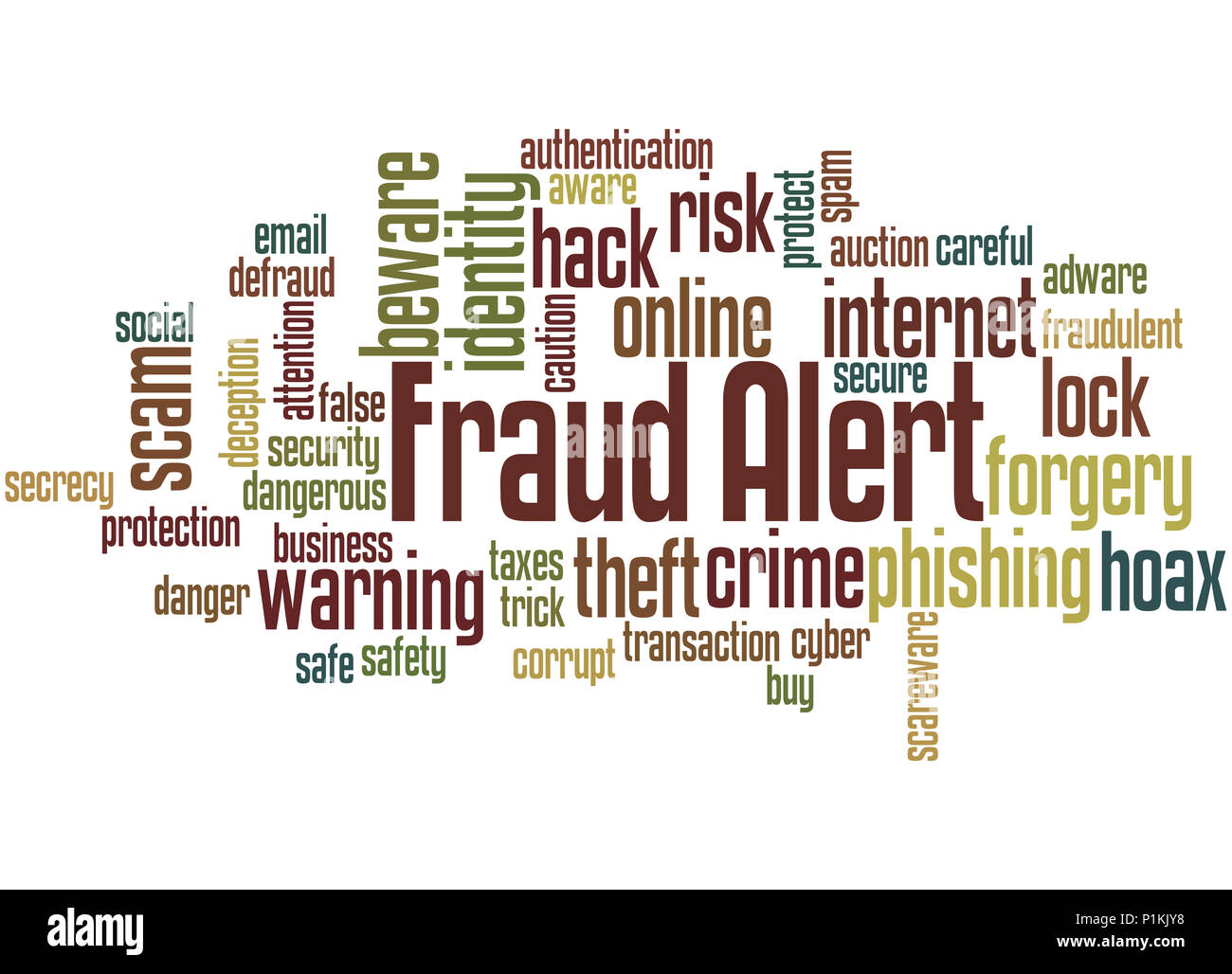 Fraud alert, word cloud concept on white background Stock Photo - Alamy