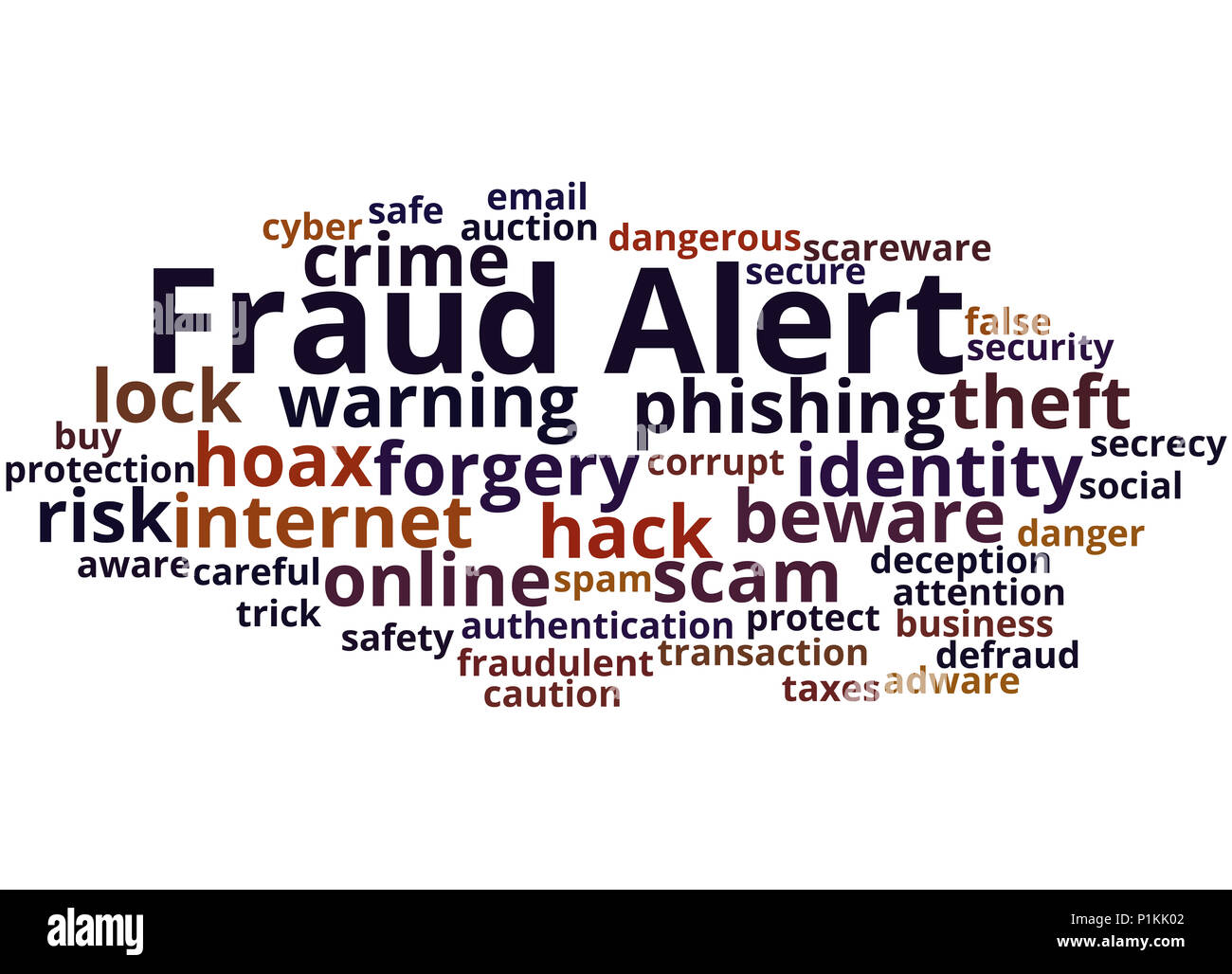 Fraud alert, word cloud concept on white background Stock Photo - Alamy