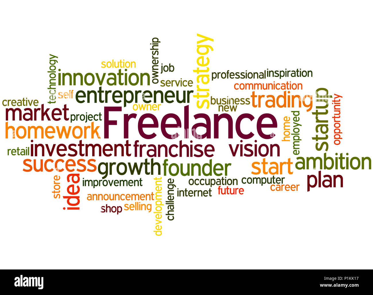 Freelance, word cloud concept on white background Stock Photo - Alamy