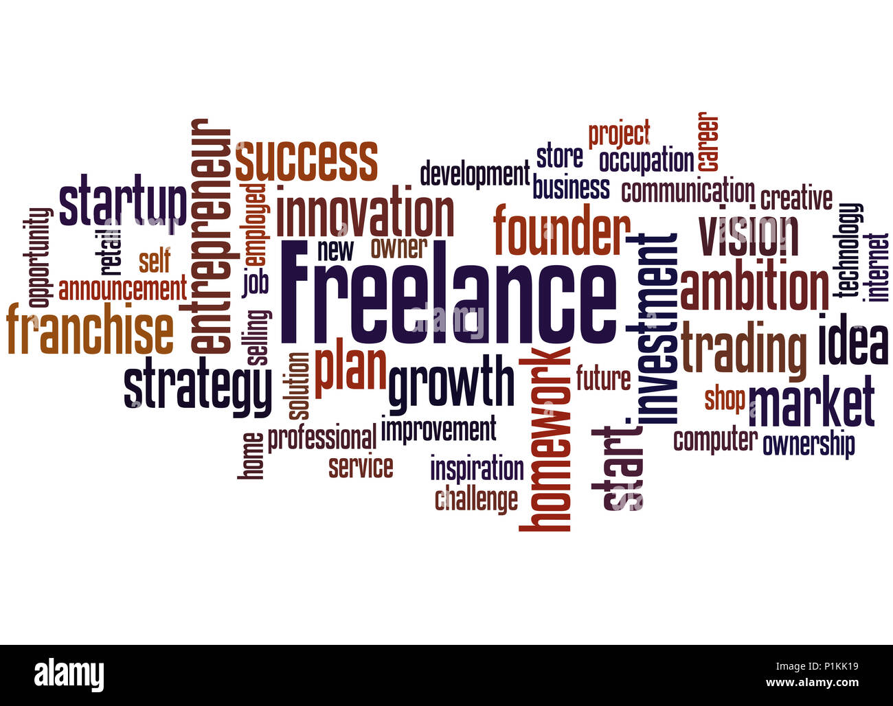 Freelance, word cloud concept on white background Stock Photo - Alamy
