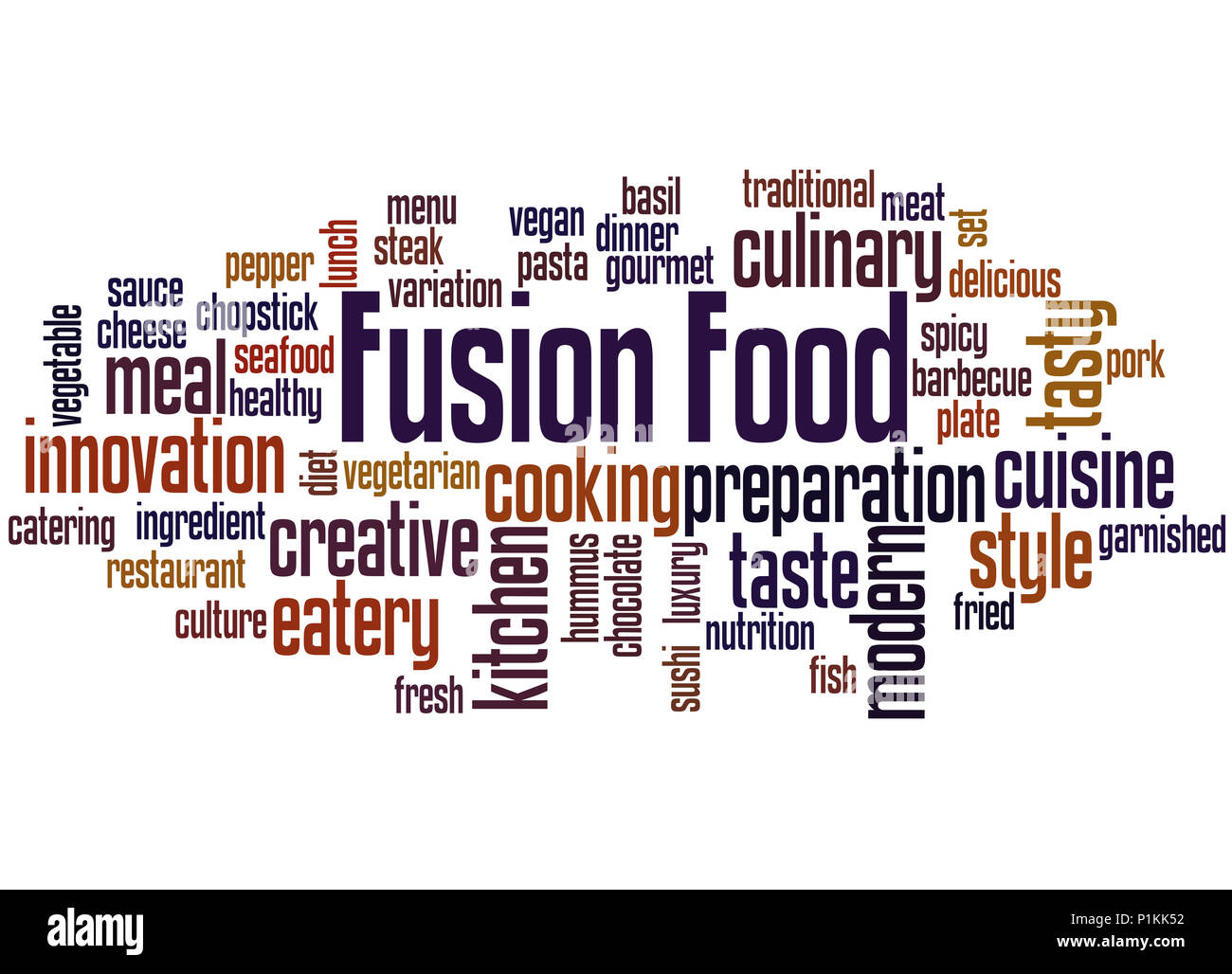 Fusion food, word cloud concept on white background Stock Photo - Alamy