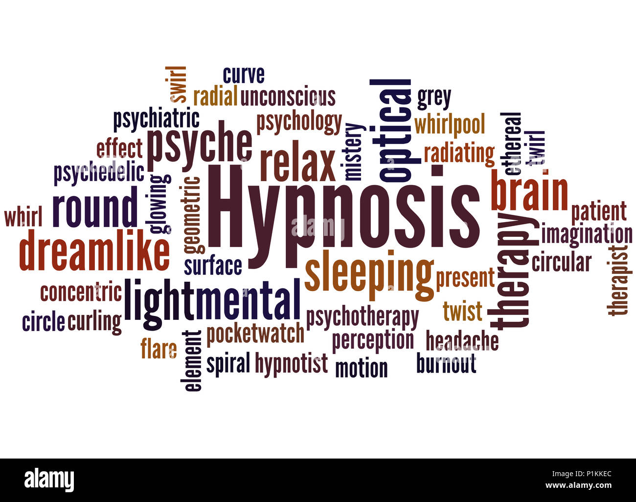 Hypnosis, word cloud concept on white background Stock Photo - Alamy