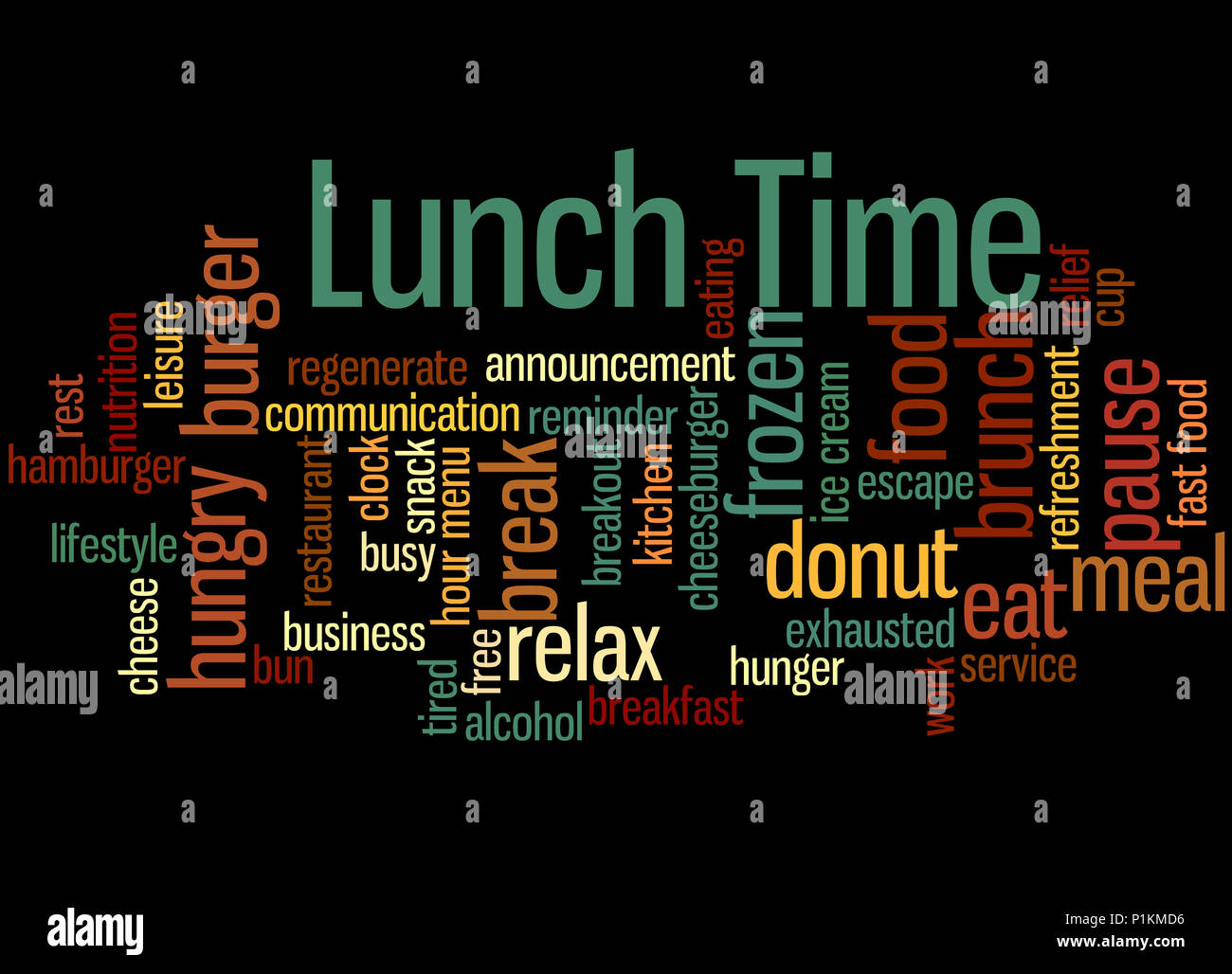 Lunch Time, word cloud concept on black background Stock Photo - Alamy
