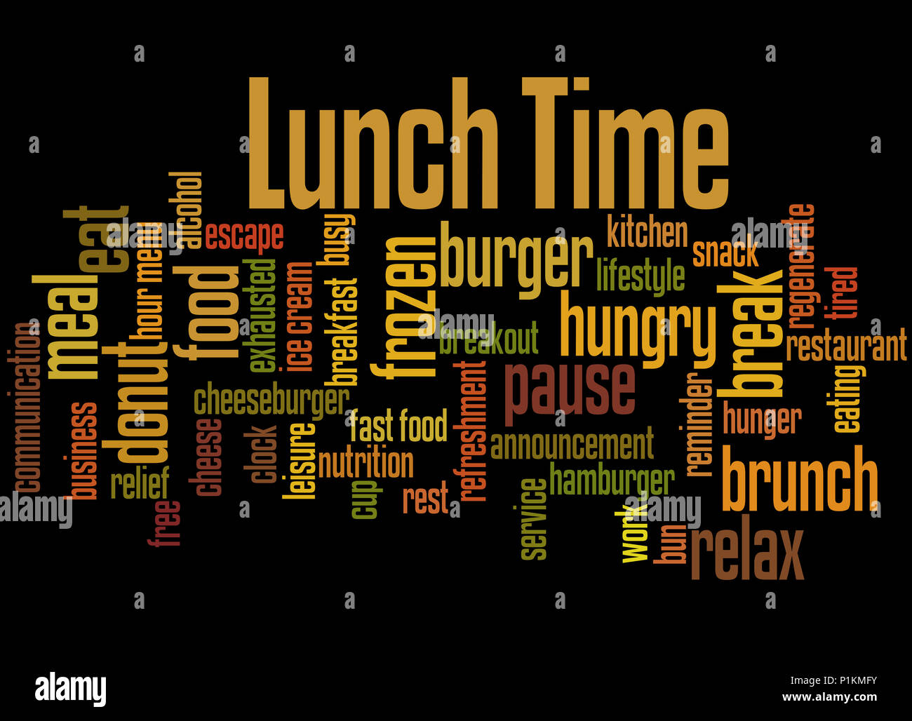 Lunch Time, word cloud concept on black background Stock Photo - Alamy