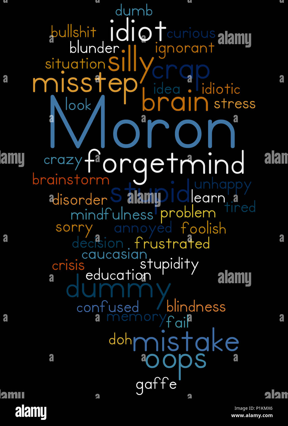 Moron, word cloud concept on black background Stock Photo - Alamy