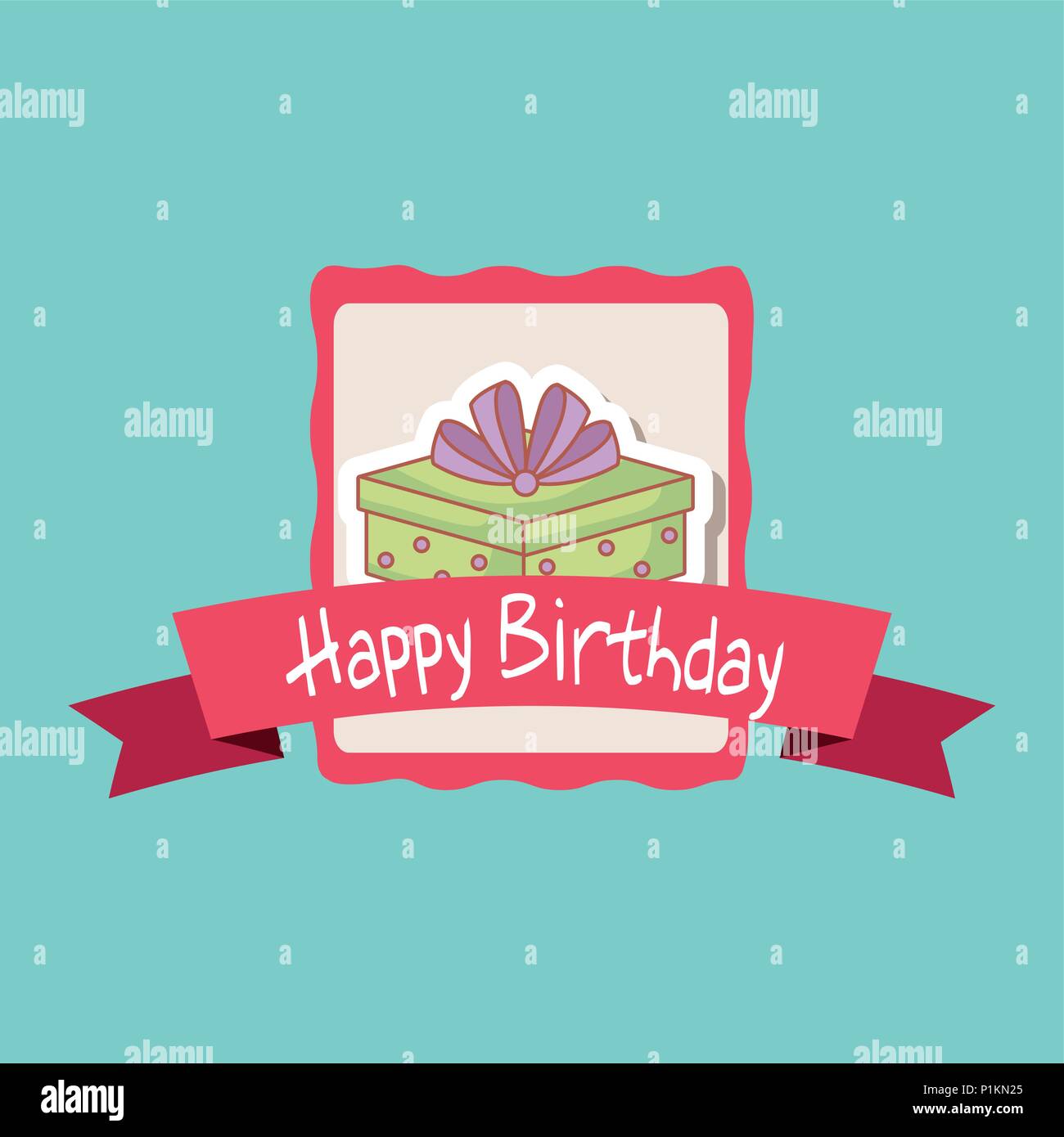 happy birthday frame with gift box vector illustration design Stock ...